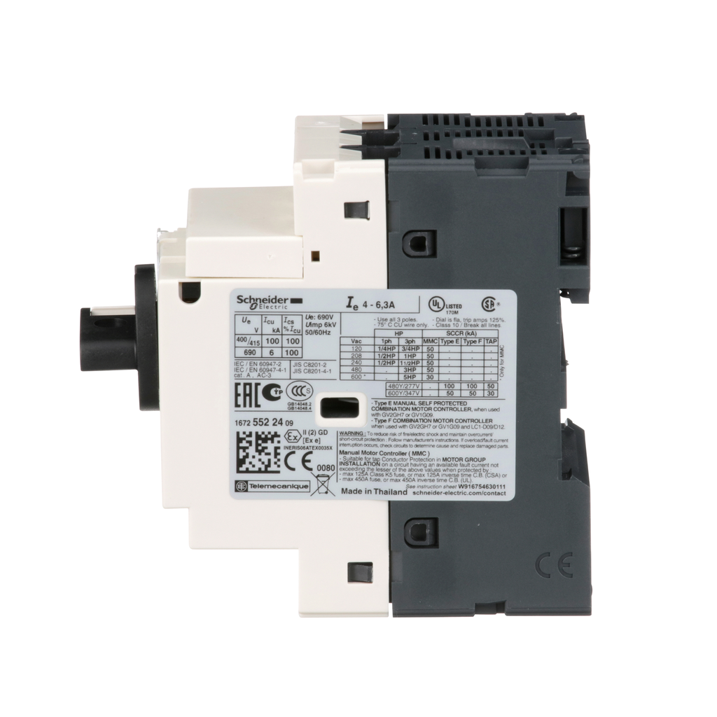 Square D GV2P10 3-Pole 600 VAC 6.3 Amp Manual Starter | Capital ...