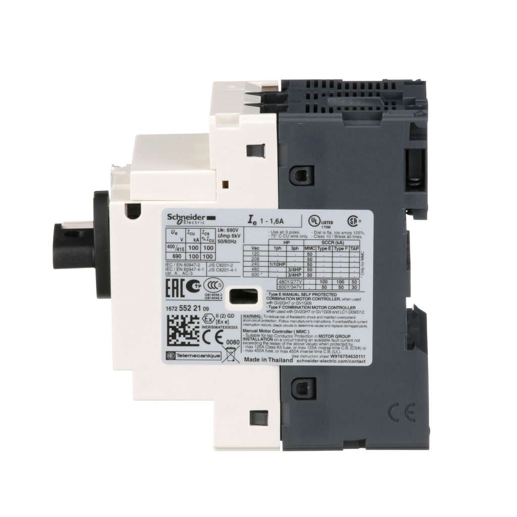 Square D GV2P06 3-Pole 600 VAC 1.6 Amp Manual Starter | Crawford ...