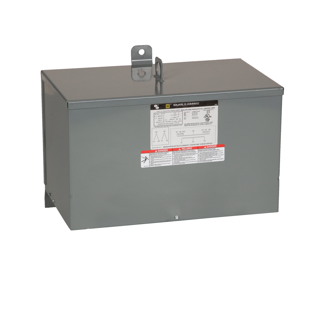 Square D 3T5F 3 kVa 480 VAC Delta Primary 240 VAC Delta Secondary Dry ...