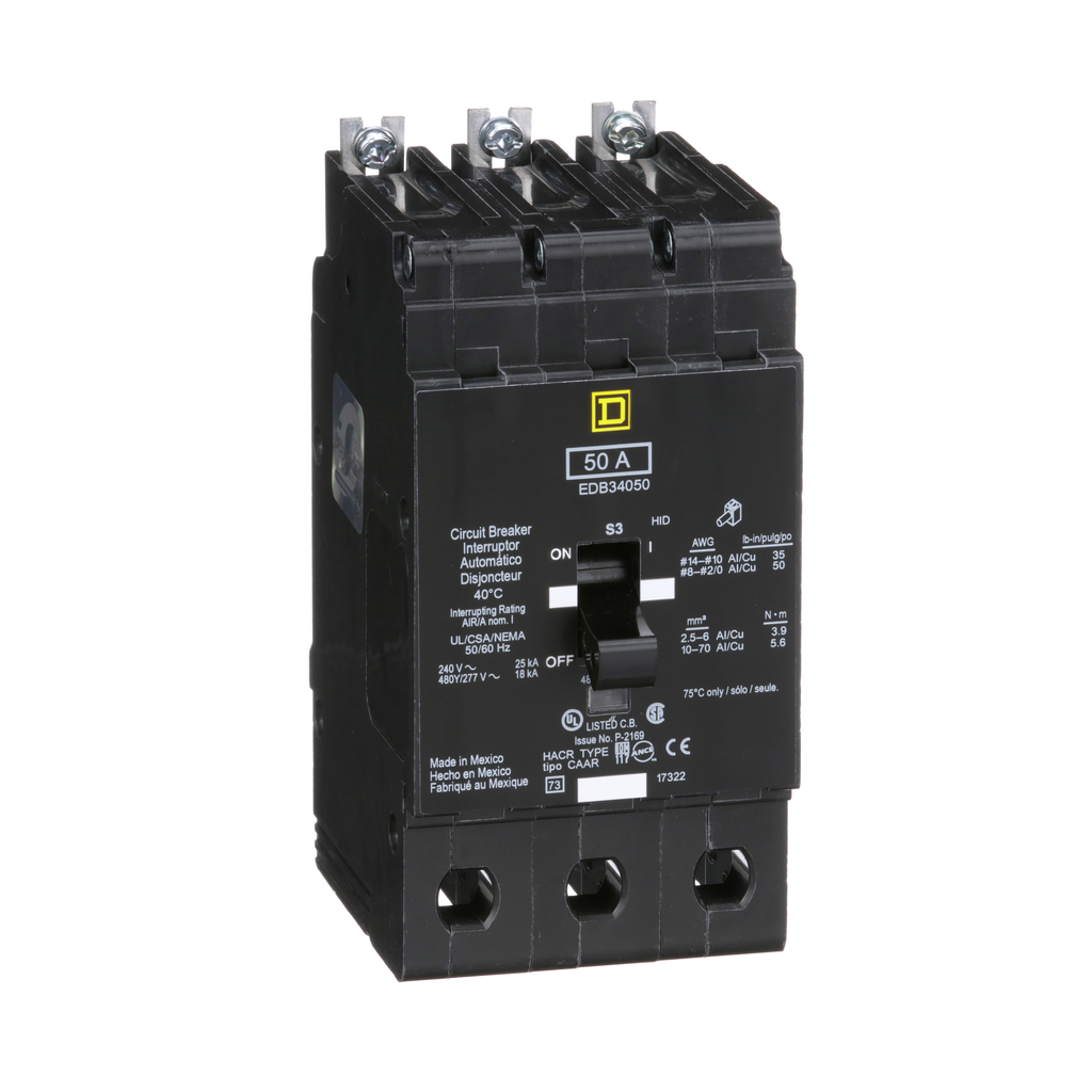 Square D EDB34050 480Y/277 Volt 50 Amp Miniature Circuit Breaker ...