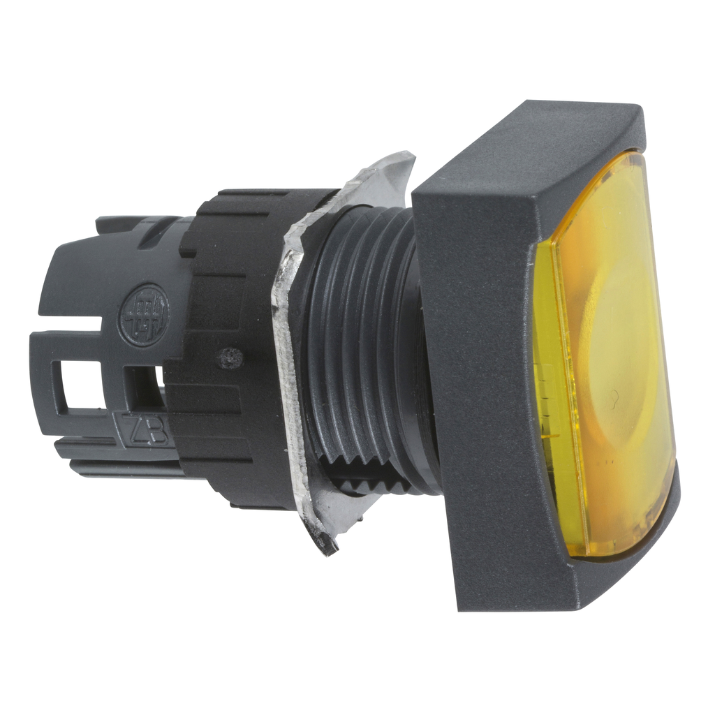 Head for illuminated push button, Harmony XB6, yellow rectangular flush, 16mm, integral LED ...
