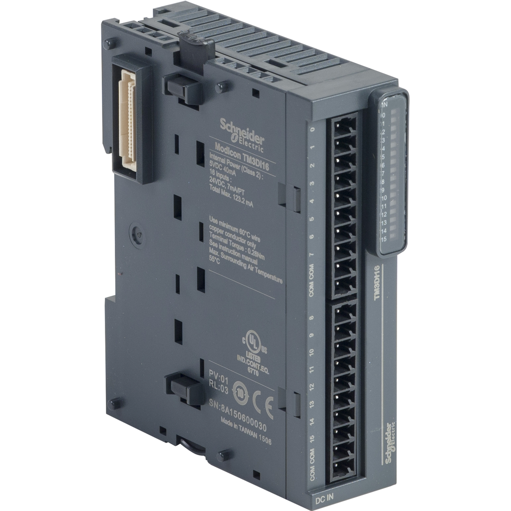 Discrete input module, Modicon TM3, 16 inputs (screw) 24 VDC | Mayer Electric