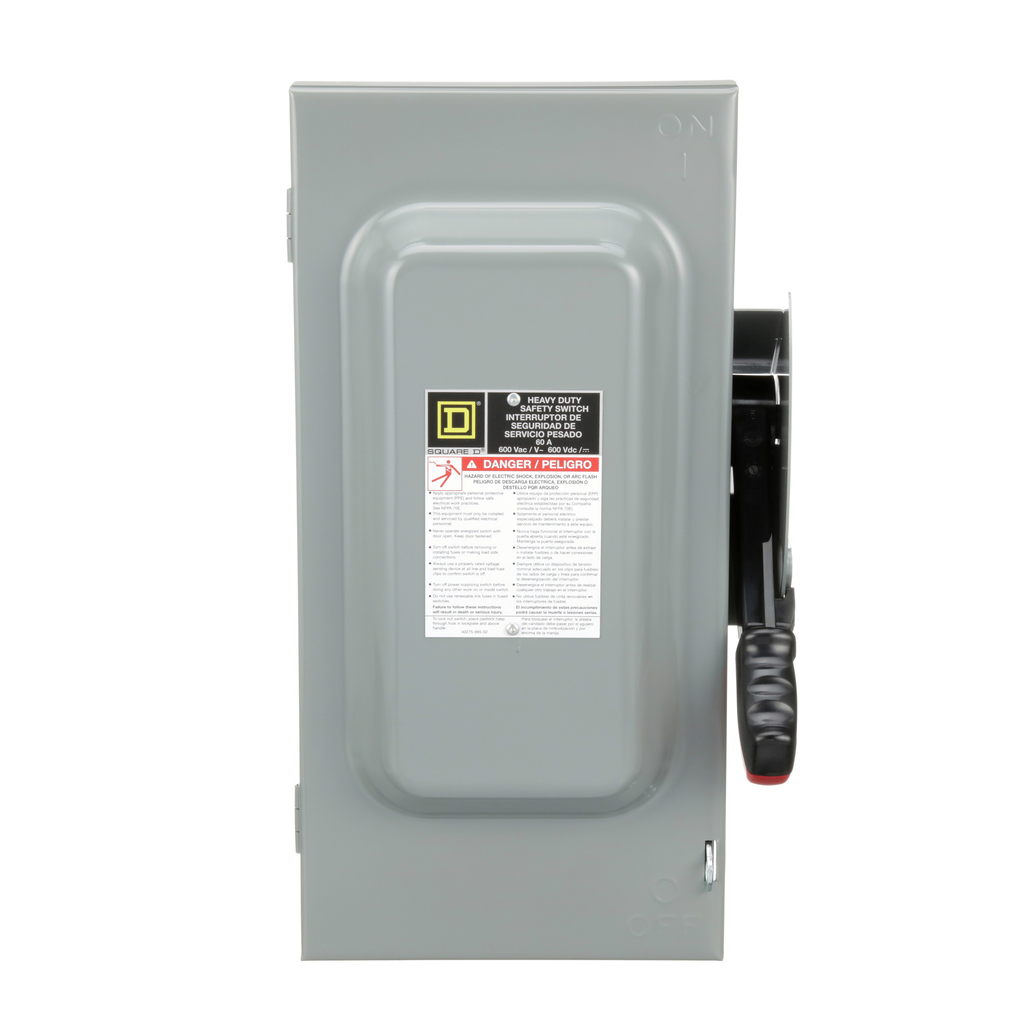 Square D H362 600 VAC 60 Amp 3-Pole Class H/J/K/L/R Fusible Heavy Duty ...