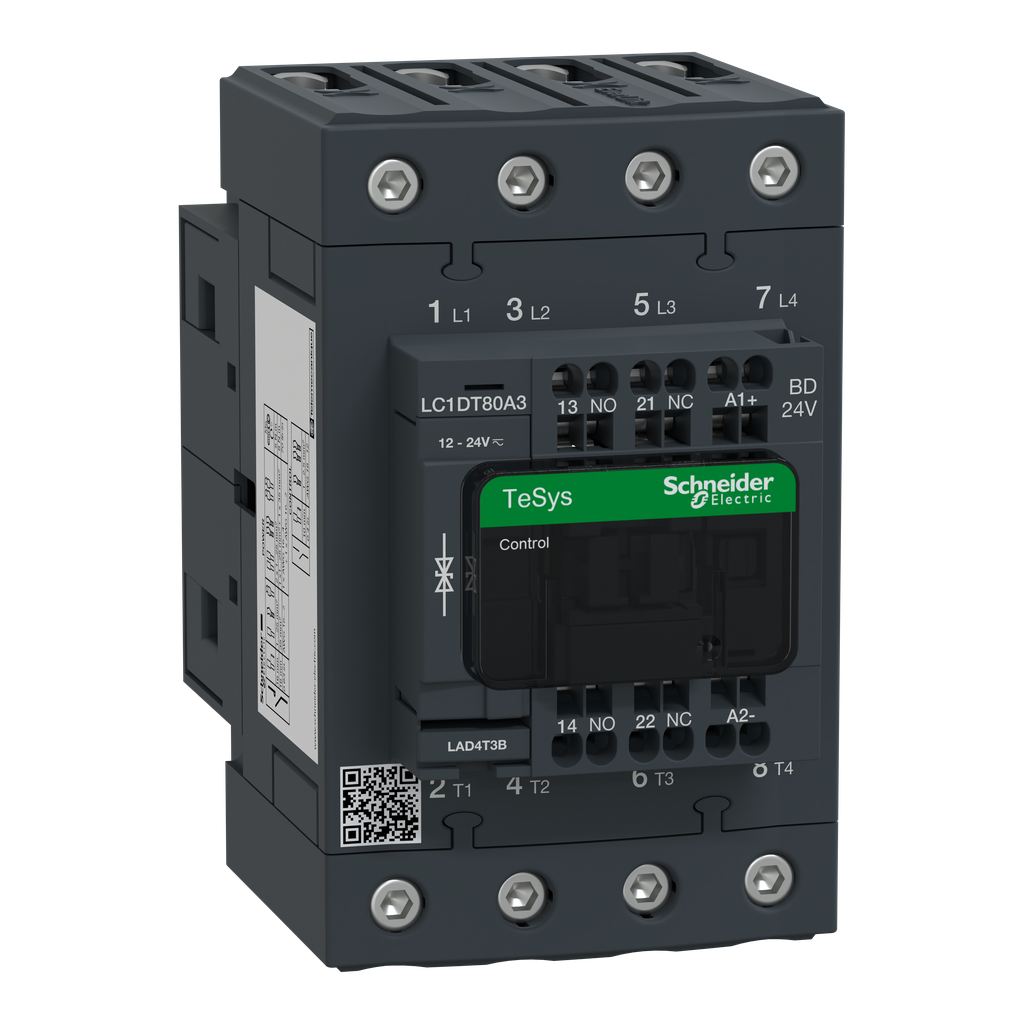 IEC contactor, TeSys Deca, nonreversing, 80A resistive, 4 pole, 4 NO ...