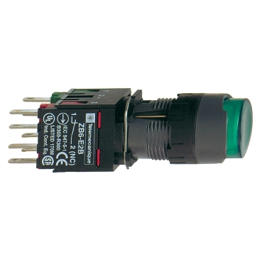 Complete illuminated push button, Harmony XB6, green projecting, 16mm, spring return 1NO 12 ...