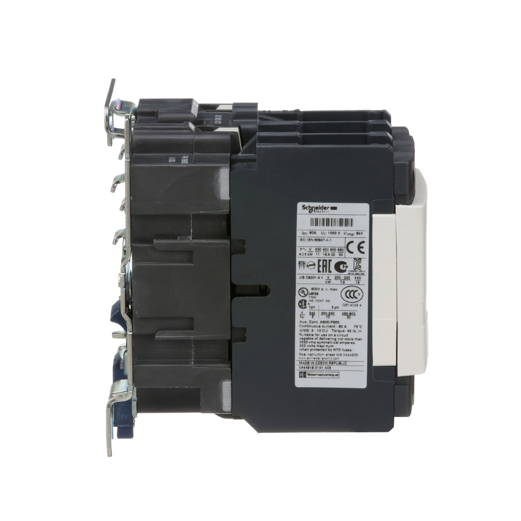 TeSys D IEC contactor, 40 A, 3 P, 30 HP at 480 VAC, nonreversing, 120 ...