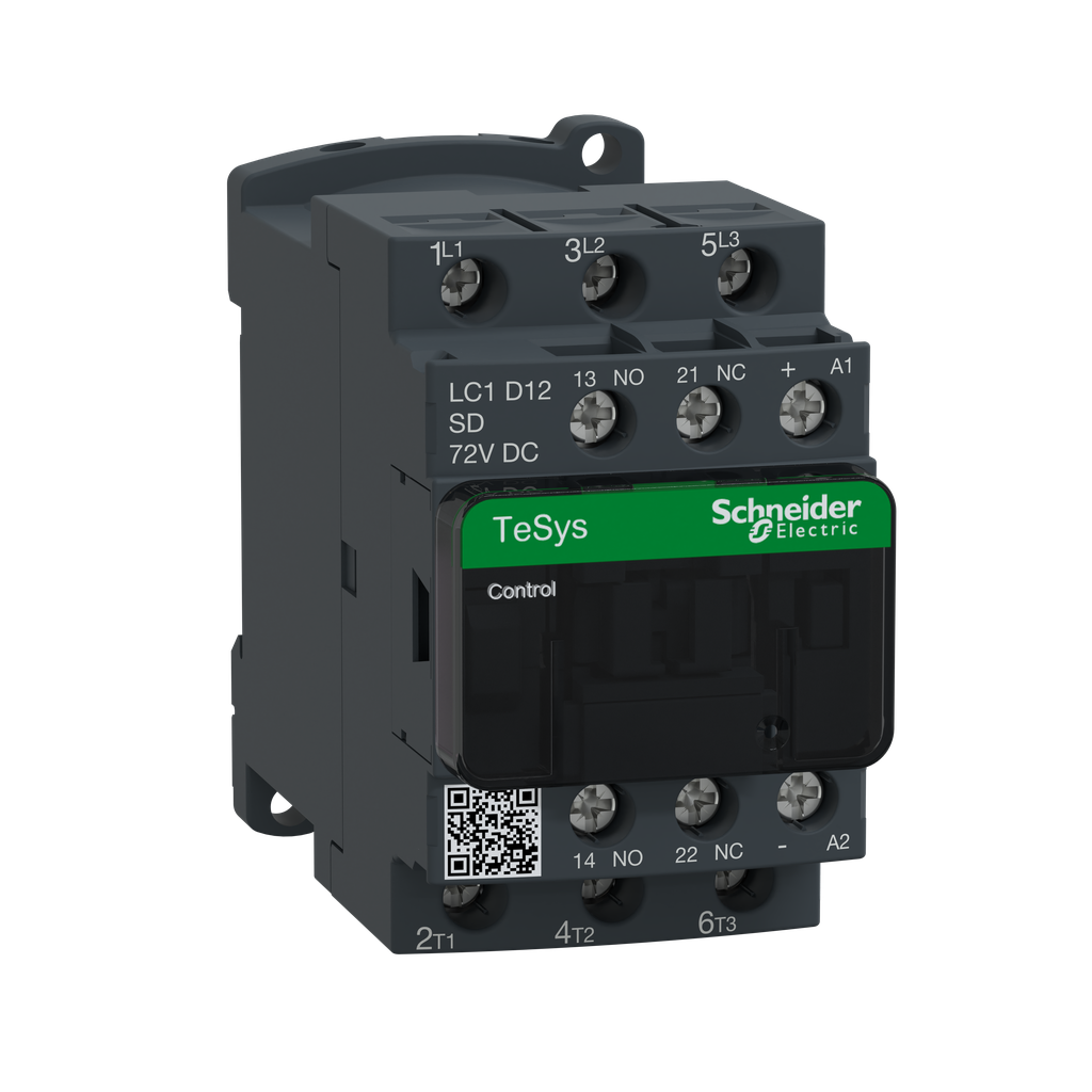 IEC contactor, TeSys Deca, nonreversing, 12A, 7.5HP at 480VAC, up to ...