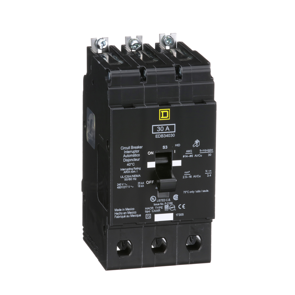 Mini circuit breaker, E-Frame, 30A, 3 pole, 480Y/277 VAC, 25 kA max ...