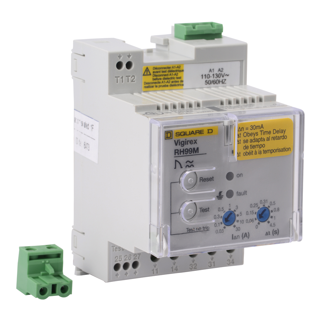 Residual current protection relay, Vigirex RH99M, automatic time delay ...