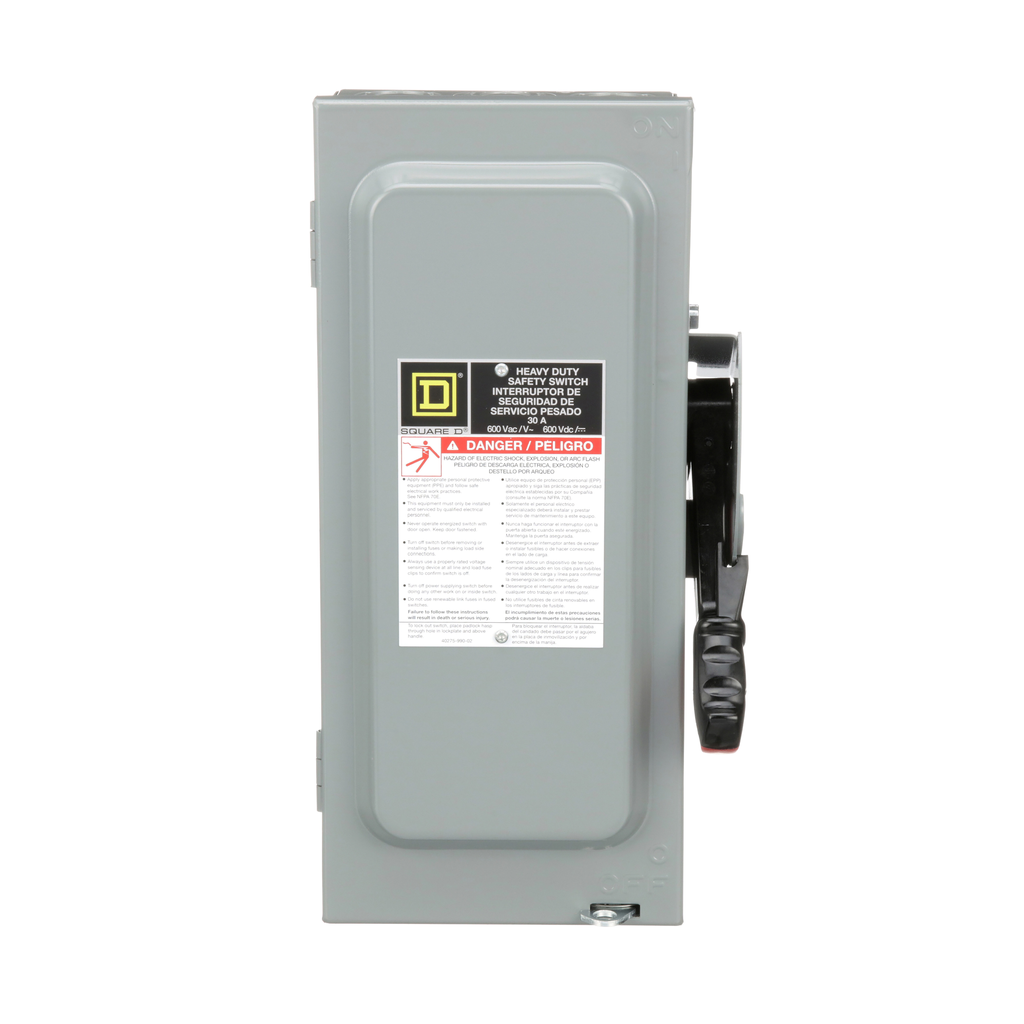 Square D H361N 600 VAC 30 Amp 3-Pole Class H/J/K/L/R Fusible Heavy Duty ...