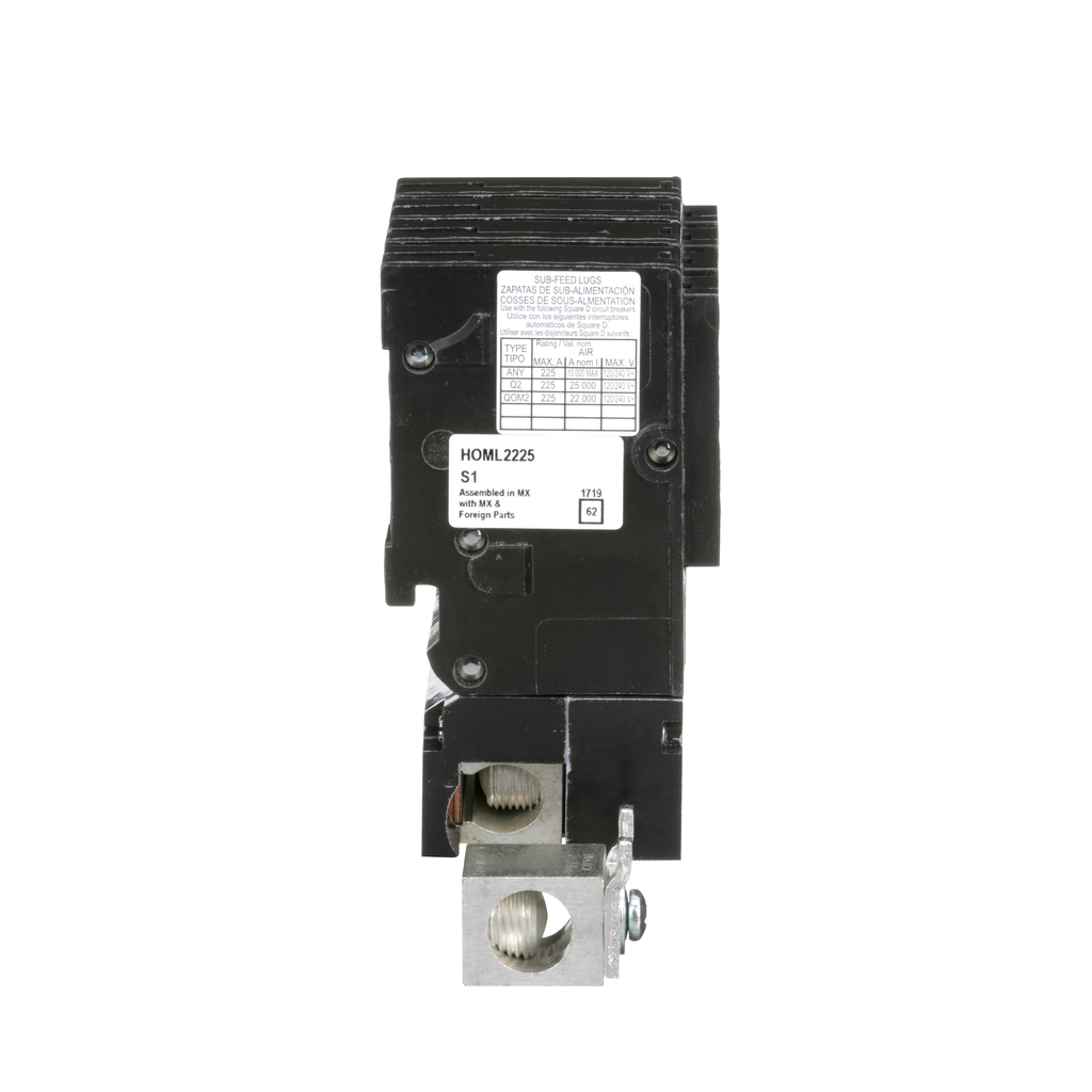 Square D HOML2225 2-Pole 225 Amp Plug-On Circuit Breaker Sub Feed Lug ...