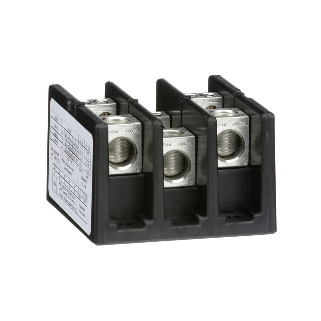 Power distribution block, Linergy, 3 pole, 1 line, 4 load, 175A CU, 135A AL, 600 V | Mayer Electric