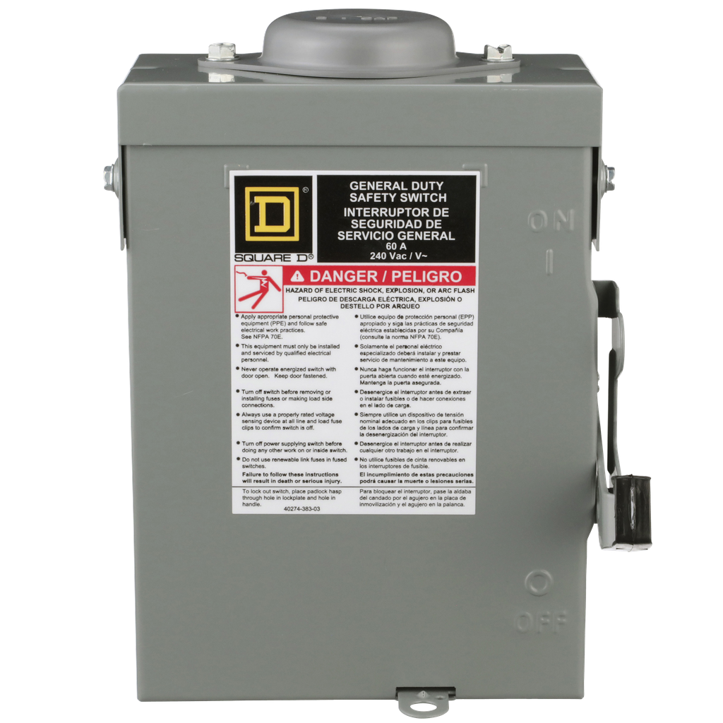 Square D DU222RB Safety Switch Not Fusible 60A-240V-2P NEMA-3R , Single ...