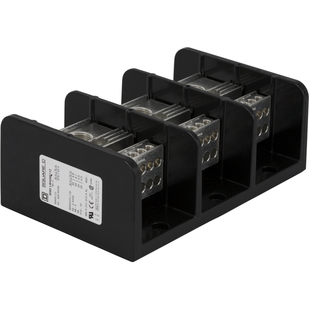 Square D 9080LBA365112 600 Volt 380 Amp Power Distribution Block ...