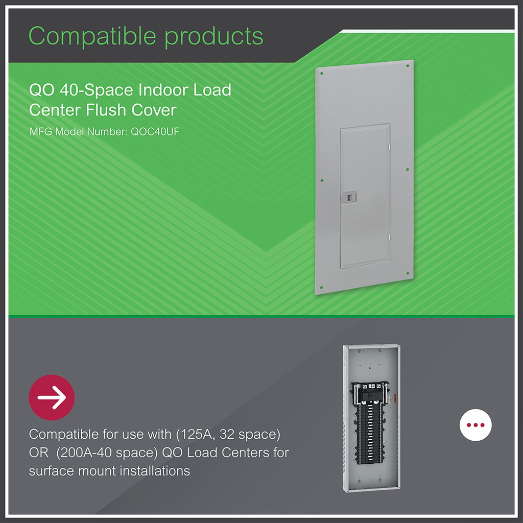 Square D QOC40UF Load Center Cover, 40 Circuits, Flush-Mount, NEMA-1 ...