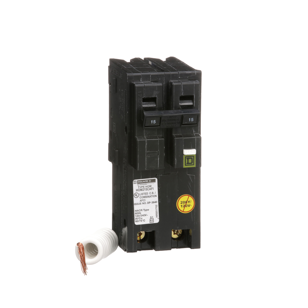 HOM215CAFI - Mini circuit breaker, Homeline, 15A, 2 pole, 120VAC, 10kA ...