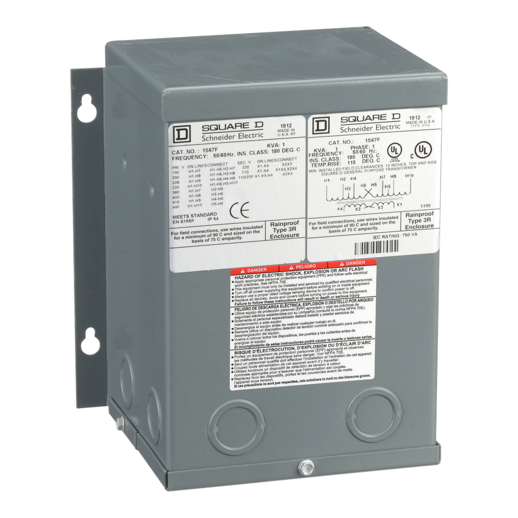 1S67F - Low voltage transformer, encapsulated dry type, 1 phase, 1kVA ...