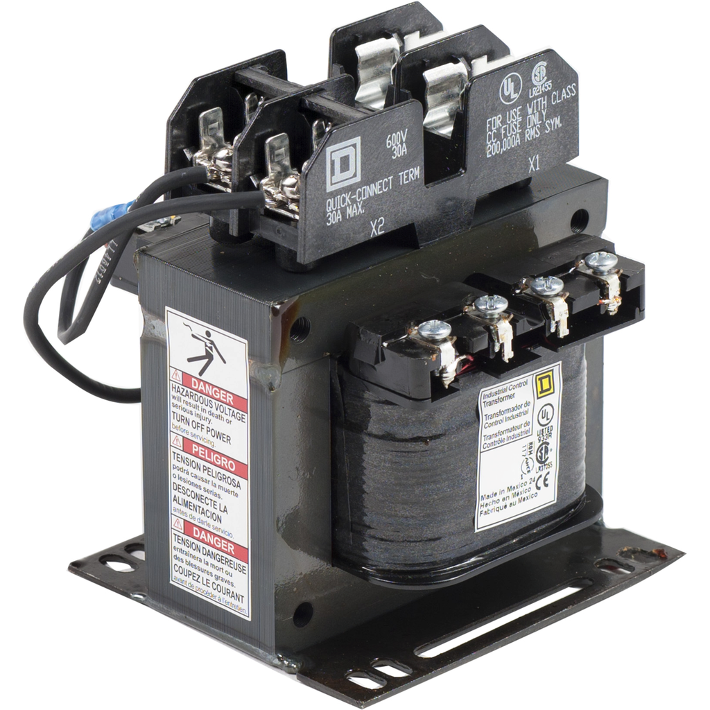 Transformer, Type TF, industrial control, 100 VA, 208/230/460 VAC pri ...
