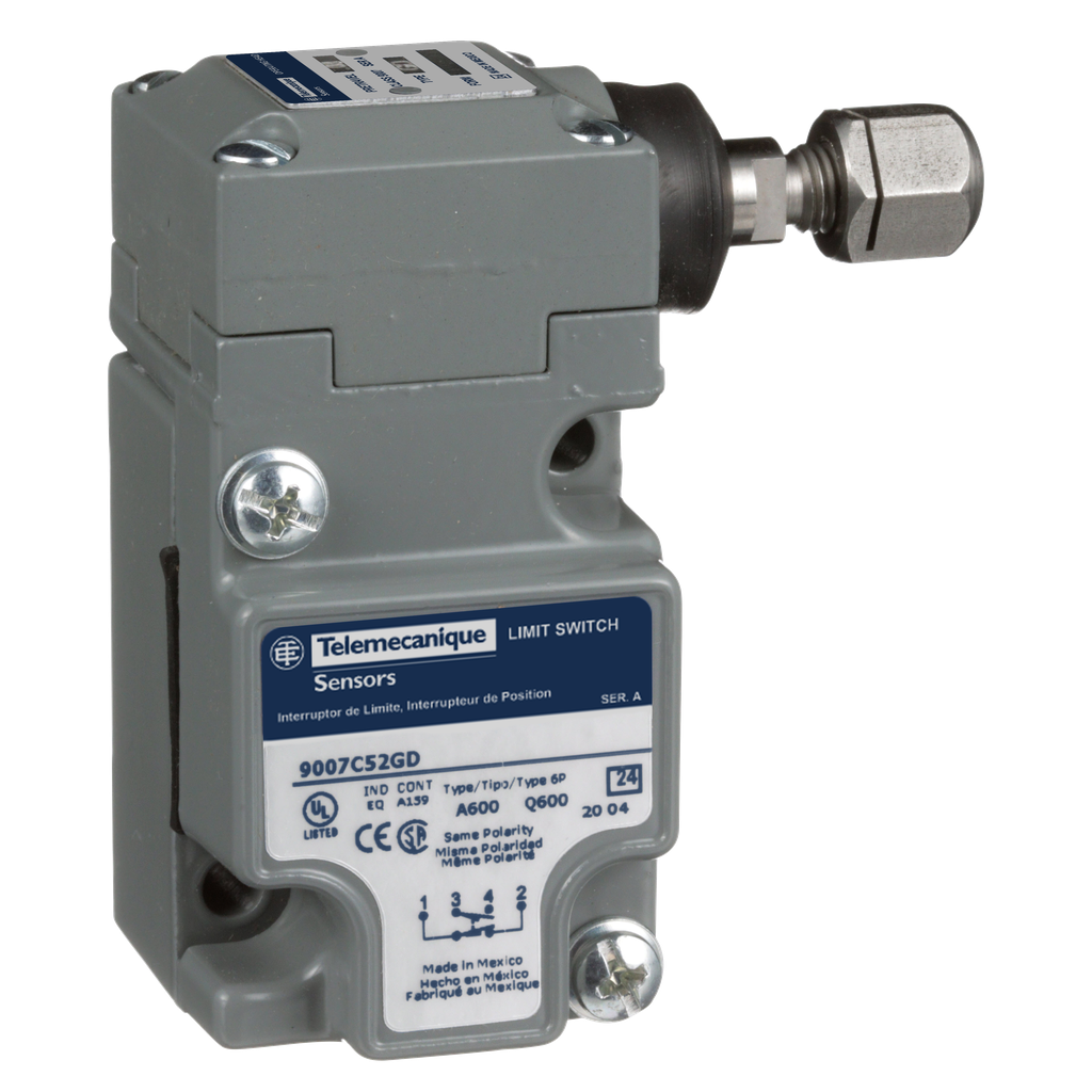 Square D 9007C52GD 600 VAC 10 Amp 1NO 1NC Side Plunger Plug-In Heavy ...