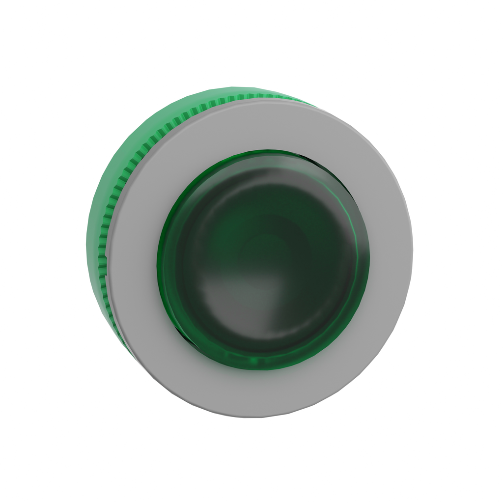 Head for illuminated push button, Harmony XB5, grey bezel, green projecting, 30mm, universal LED ...