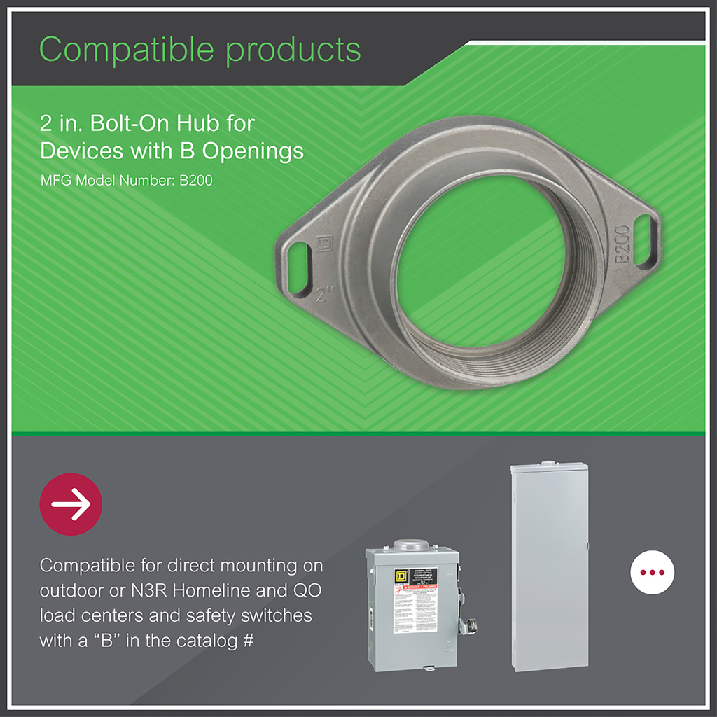 Square D B200 2" Bolt-On Rainproof Hub for RB Devices | Crawford ...