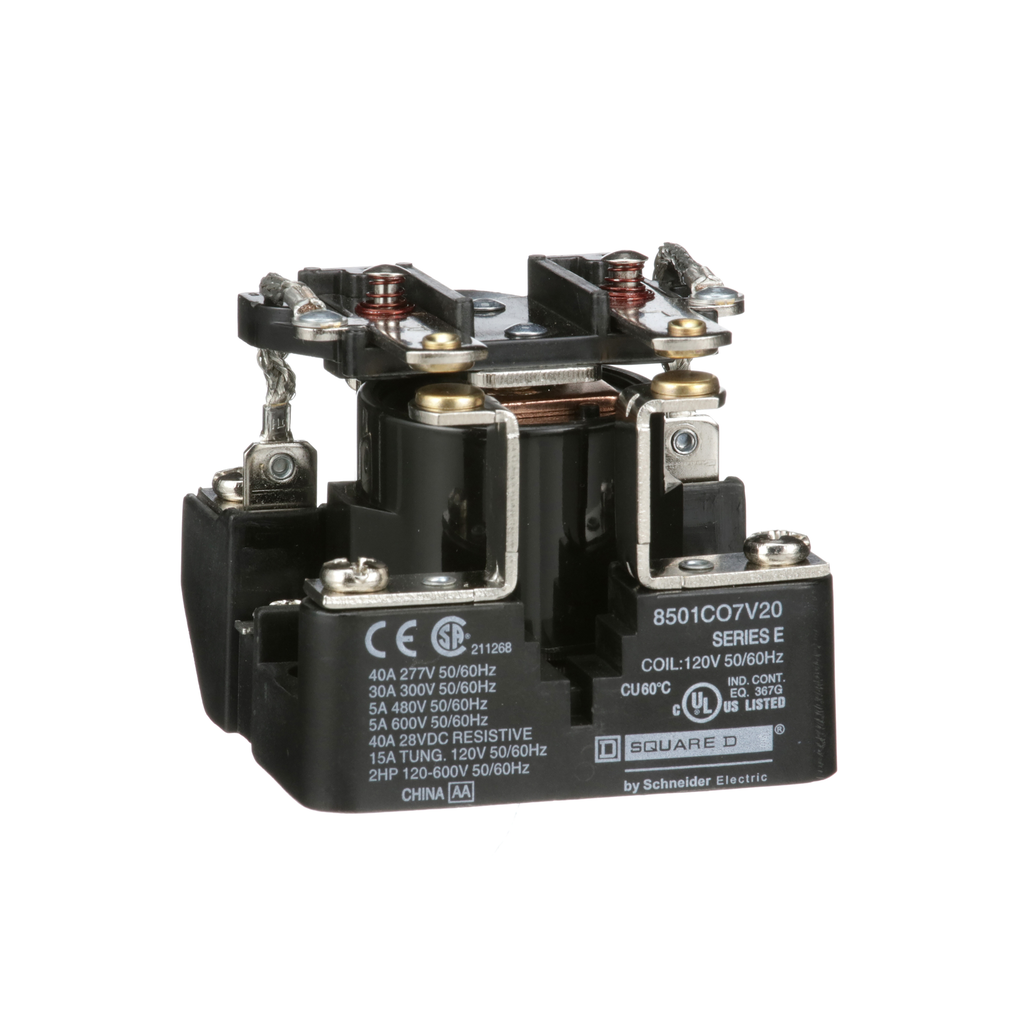 Power Relay, Type C, 2 HP, 30A resistive at 300 VAC, DPST, 2 normally ...