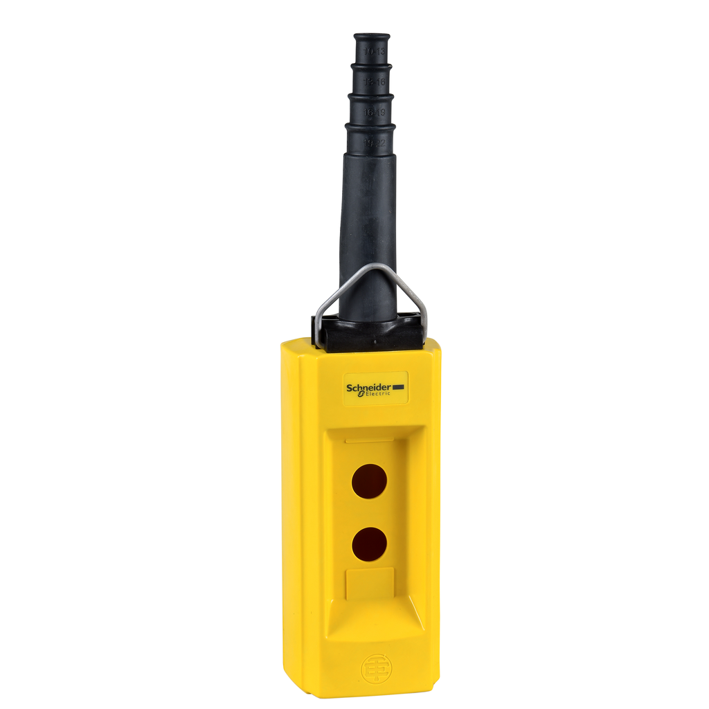 Empty pendant control station, Harmony XAC, plastic, yellow, 2 cut outs, for cable 10…22mm ...