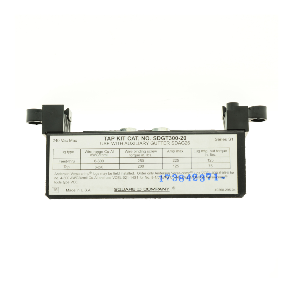 Square D SDGT30020 6 AWG to 300 MCM Load Center Auxiliary Gutter Tap ...