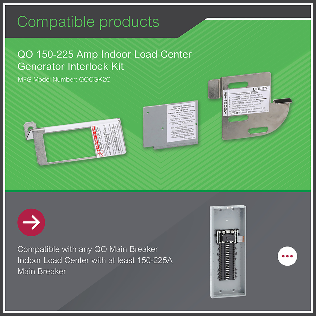 Square D QOCGK2C NEMA 1 Load Center Generator Interlock Kit | Cooper ...