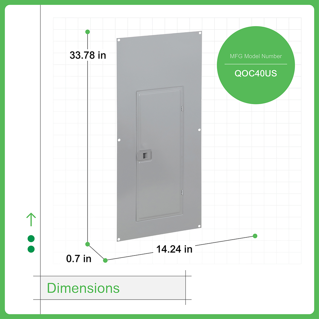 Square D QOC40US Load Center Cover, 40 Circuits, Surface-Mount, NEMA-1 ...