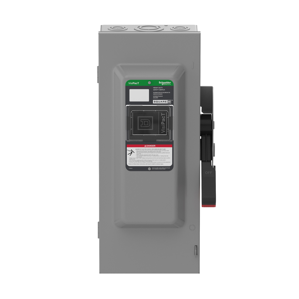 Safety switch, heavy duty, fused, viewing window, Type 1, 600V, 100A, 3 ...