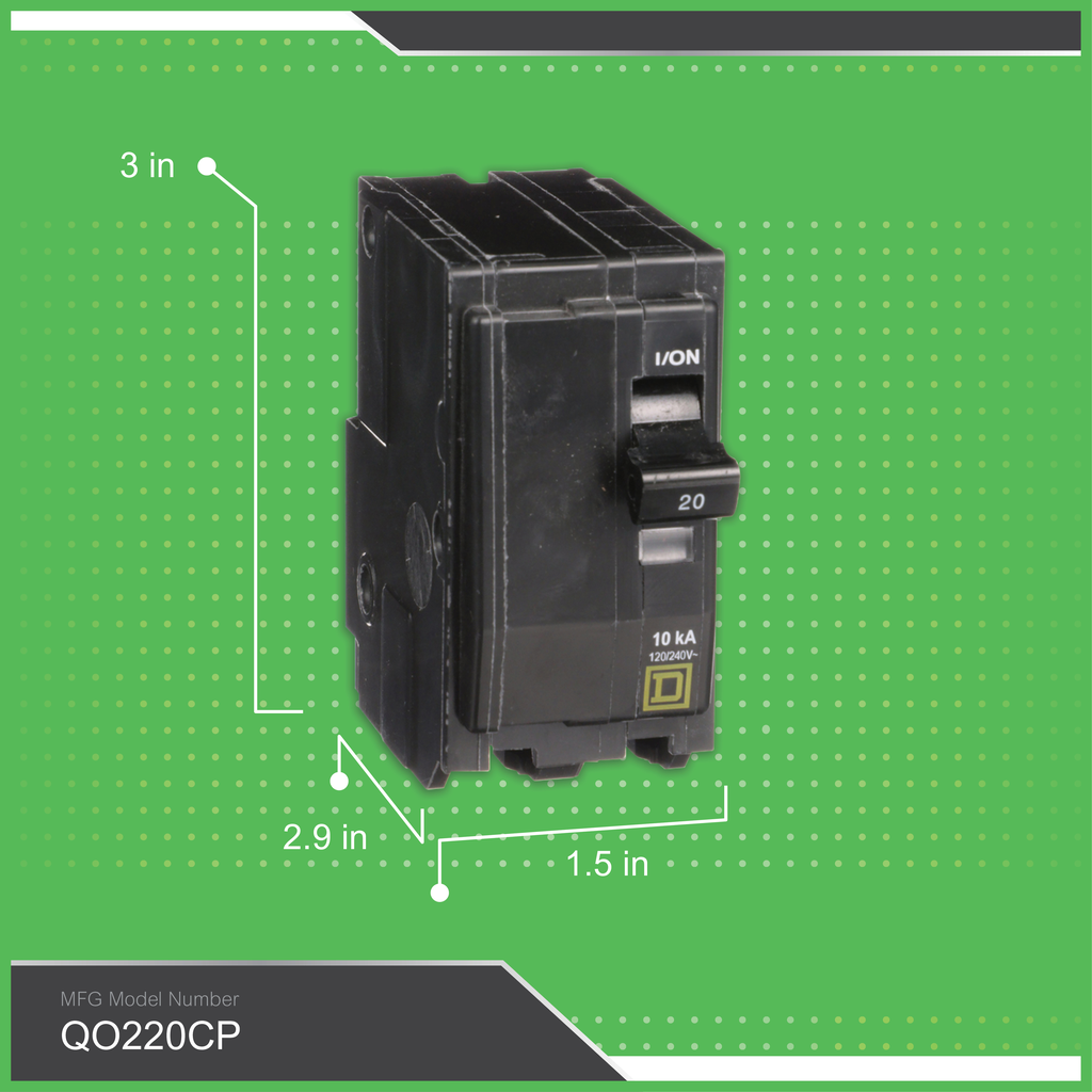 Square D QO220 20A 120/240v 2Pole Miniature Circuit Breaker, Plug-In | Capital Electric Supply
