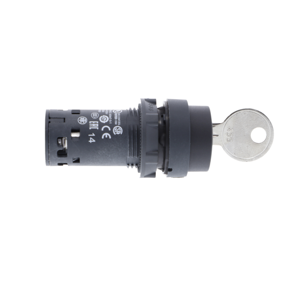 Monolithic key switch selector, Harmony XB7, plastic, black, 22mm, key 455, 2 positions, stay ...