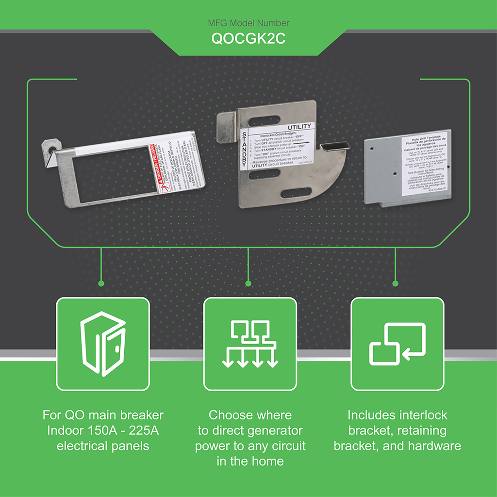 Square D QOCGK2C NEMA 1 Load Center Generator Interlock Kit | Cooper ...