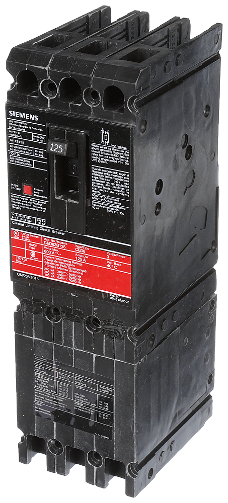 Siemens CED63B125 600 Volt 125 Amp 100 kA ED-Frame Load Lug 3-Pole ...