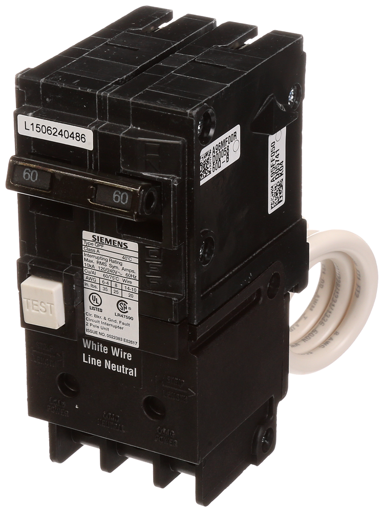 Siemens QF250A 2-Pole 50A 120/240 VAC Ground Fault Circuit Interrupter ...