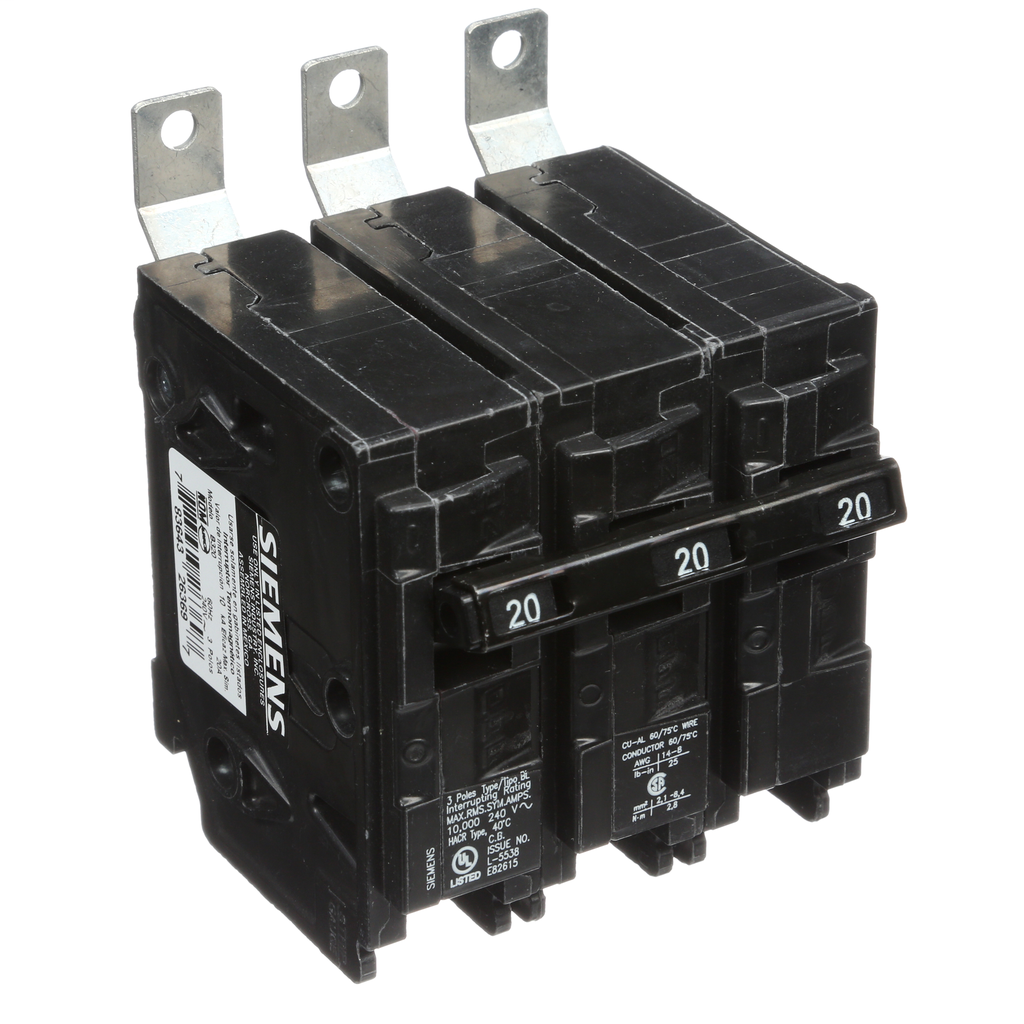 Siemens B320 3-Pole 20 Amp 240 Volt 10 K Circuit Breaker | Cooper Electric