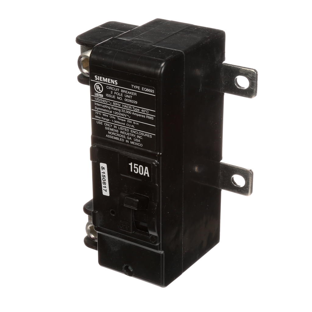 Siemens MBK150A 2-Pole 150 Amp 120/240 Volt Main Circuit Breaker ...