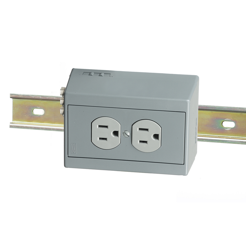 DIN Rail Utility Box, Complete Unit- Duplex Receptacle with 5A Circuit ...