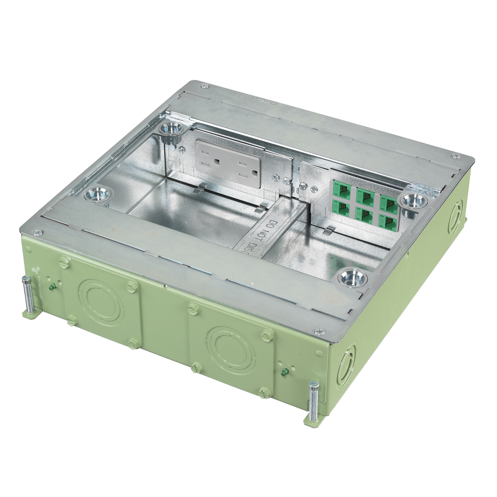 Hubbell CFB4G30CR 3 Inch 4-Gang Steel Recessed Concrete Floor Box with ...