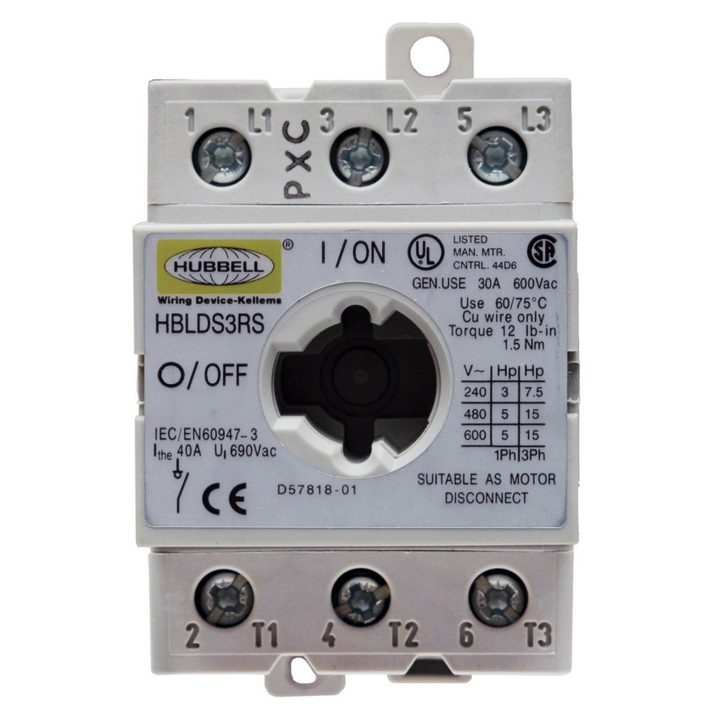 Hubbell HBLDS3RS Replacement Switch, Mechanical Interlock, 600V RMS Max ...