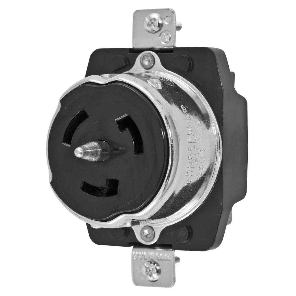 Hubbell CS8369 50A 3Ph 250V AC Twist-Lock Black Single Flush Receptacle ...