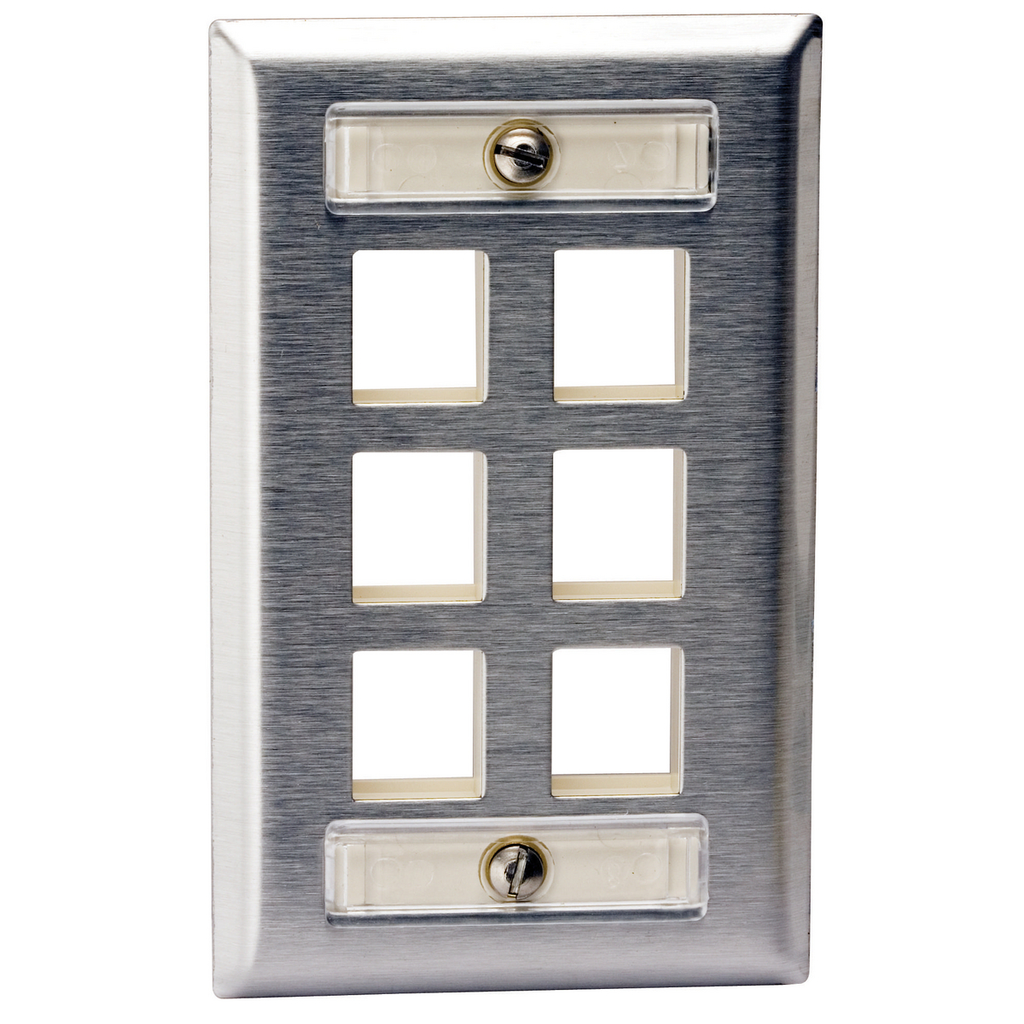 Phone/Data/Multimedia Faceplate, Stainless Steel Plate with Label ...