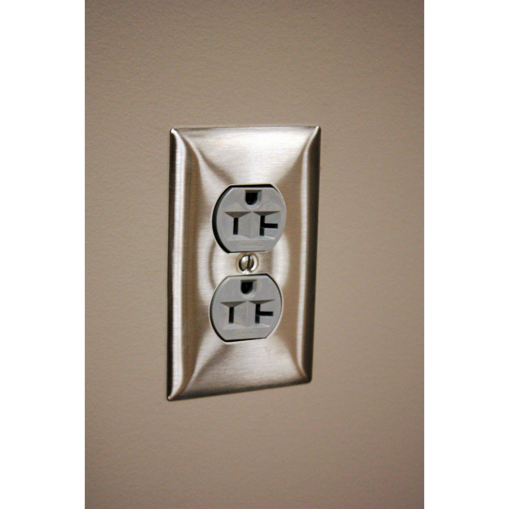 Hubbell SS8 1-Gang Duplex Receptacle Wallplate, Stainless Steel 302/304 | Cooper Electric