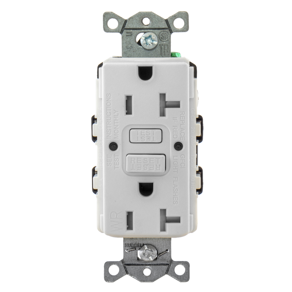 Hubbell GFTWRST20W 20 Amp 125 Volt 2-Pole 3-Wire NEMA 5-20R White GFCI ...