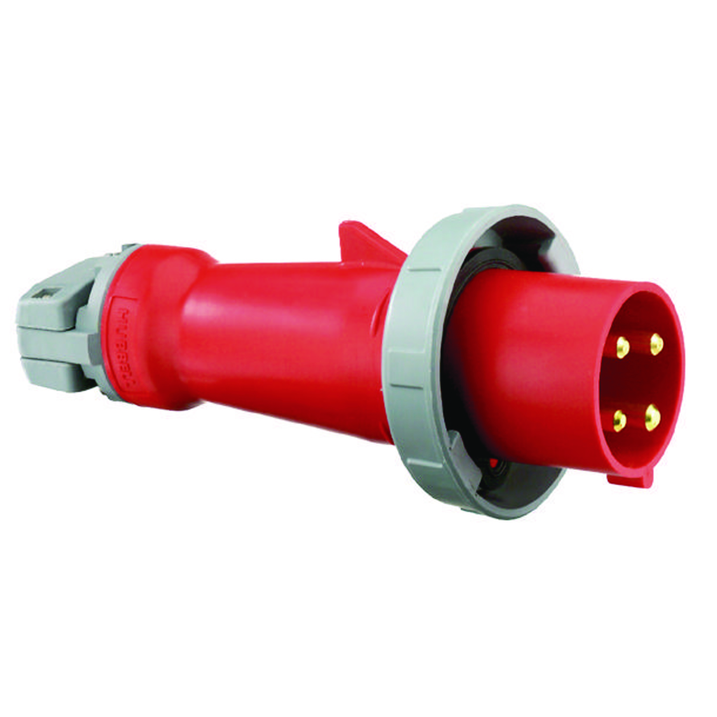 Hubbell HBL460P7W 60amp 3-Pole 4-Wire, 3ph 480V Pin & Sleeve Plug, IEC ...