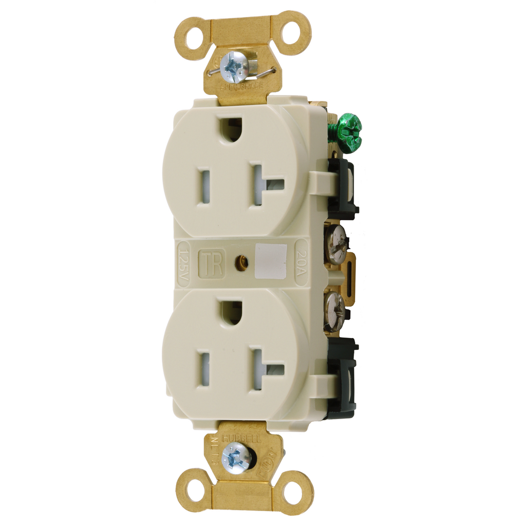 Hubbell HBL5362 Brown 20A 125V Duplex Receptacle. Extra Heavy Duty ...