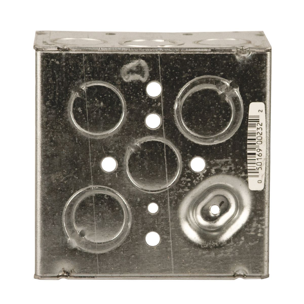 Raco 232 4" Steel Square Box, 2-1/8" Deep, 1/2" & 3/4" Knockouts ...