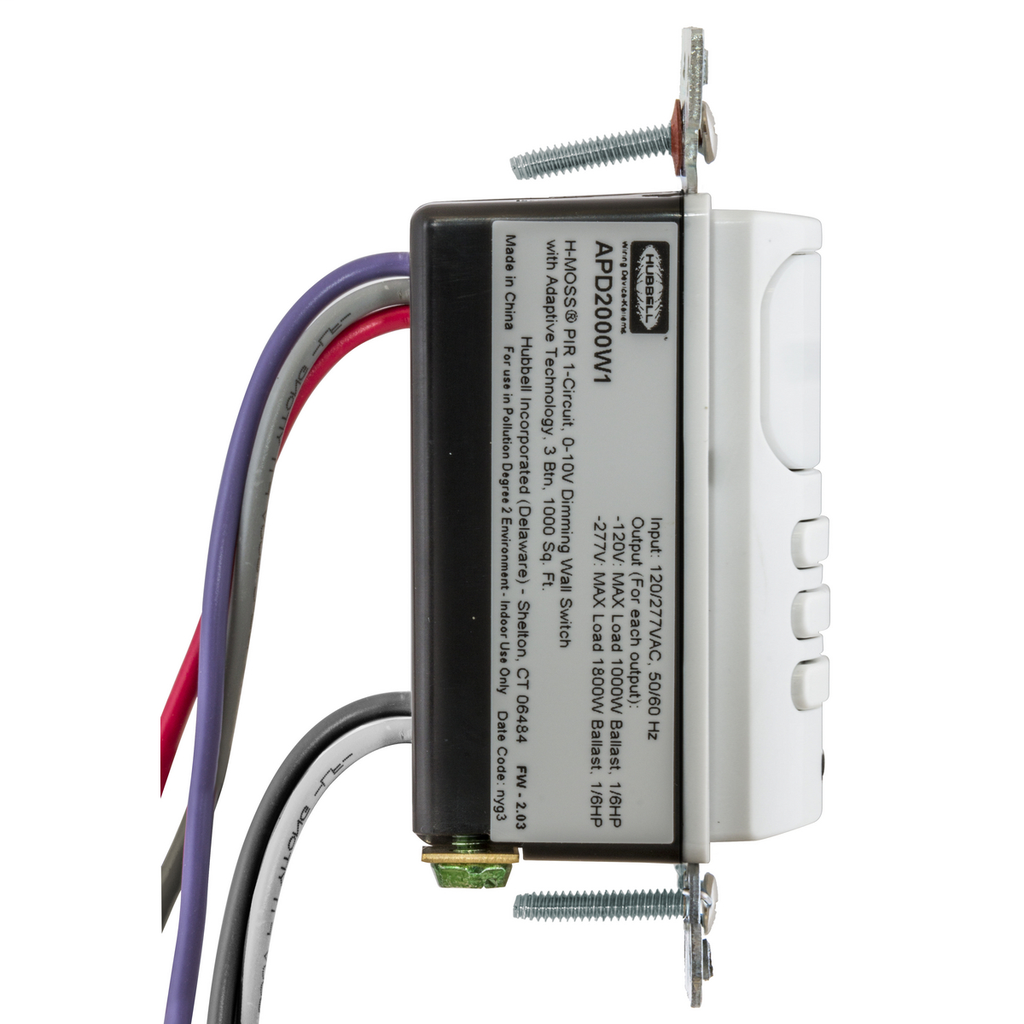 Hubbell APD2000W1DIM OCC PIR WALL SW, 1 RLY 120/277V, WH | Cooper Electric