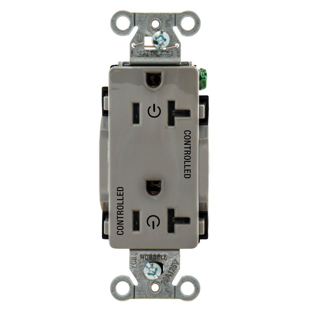 Hubbell DR20C2GRY2/2 CONTROLLED 20A 125V, B/S, DECO, GY | Cooper Electric